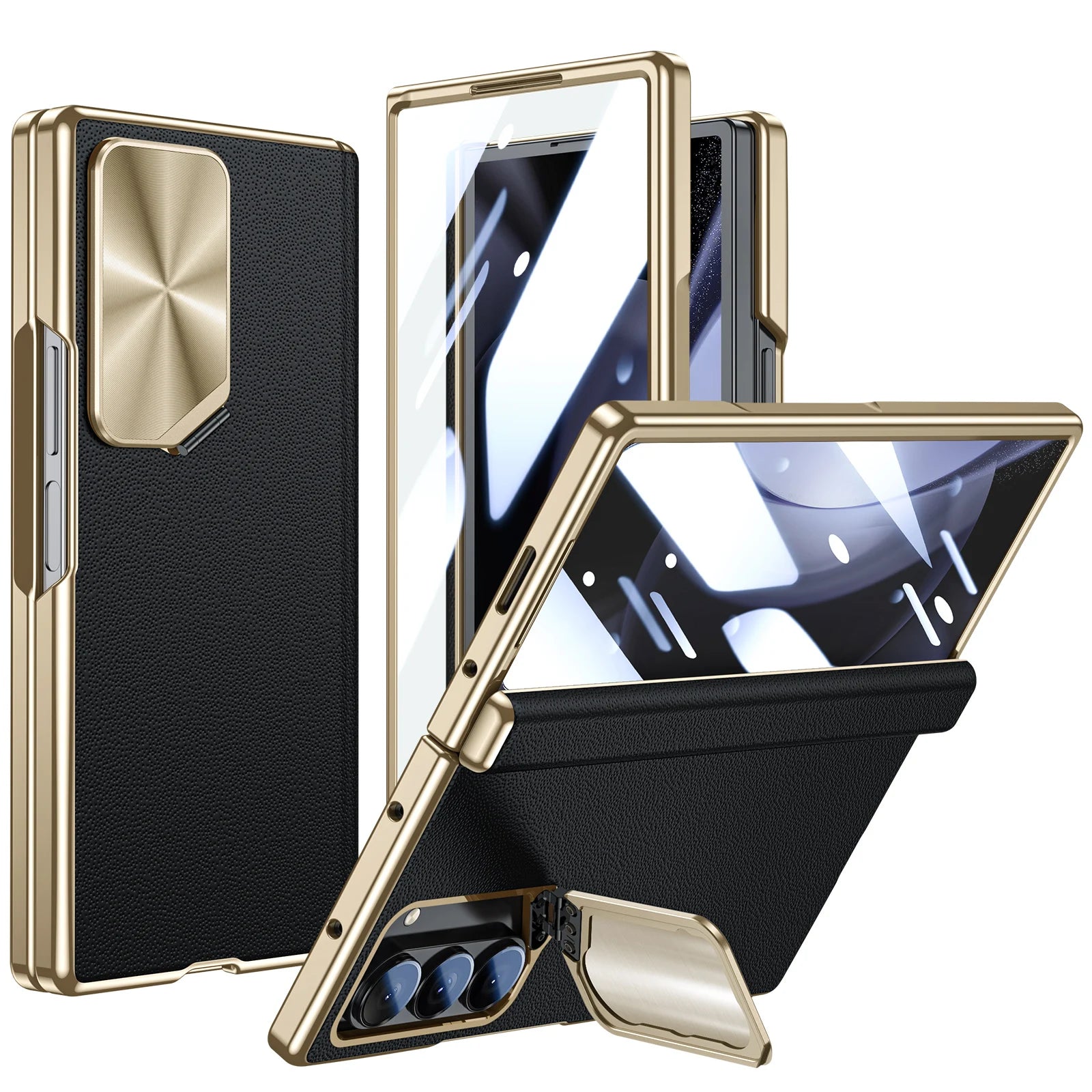 Z Fold 6 Leather Case with Lens and Screen Protection